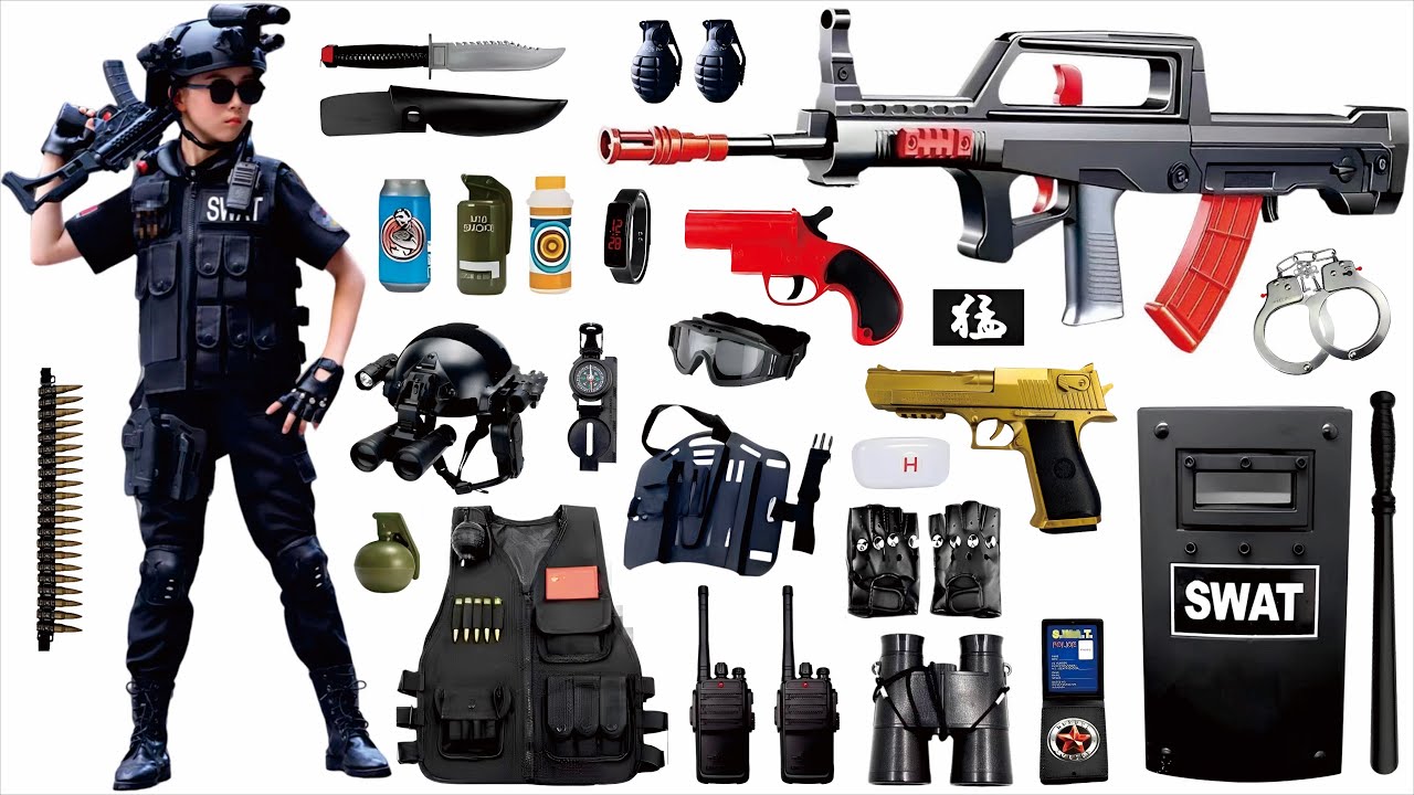 Special Forces Tactical Set Toy unboxing, AK47, Glock pistol, grenade ...