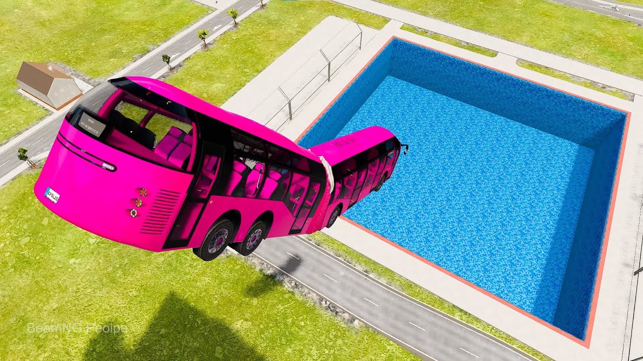 High Speed Cars Jumping In Pools - BeamNG.Drive | BeamNG People - YouTube