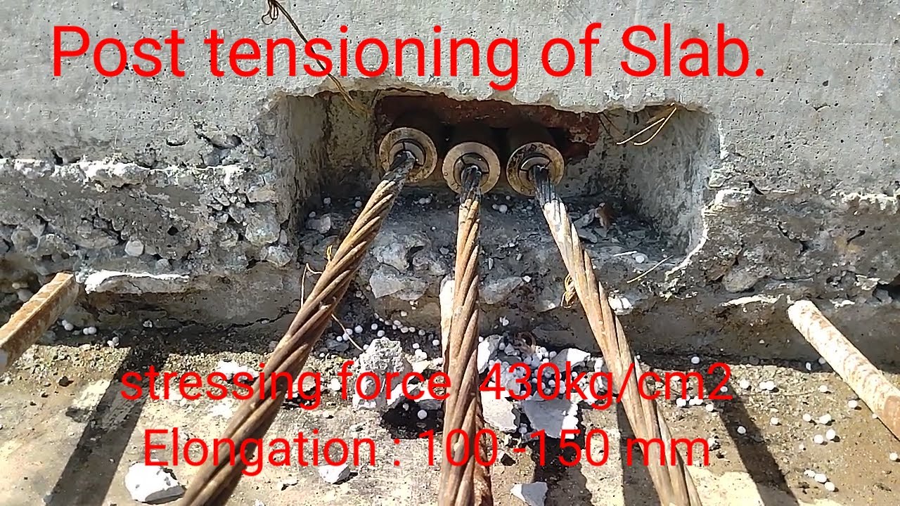 Post tensioning of RCC Slab || stressing Force || Elongation || PT Slab ...