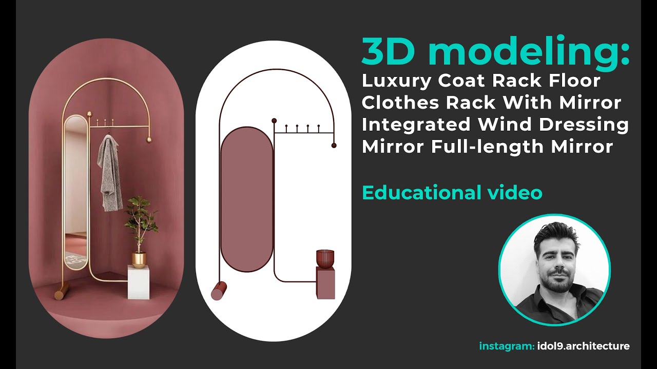 3D Modeling Luxury Coat Rack Floor Clothes Rack With Mirror Integrated ...