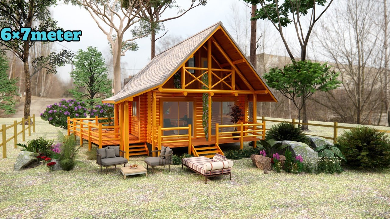 Small wooden summer cottage 6x7 square meters. Duplex, one bedroom and ...