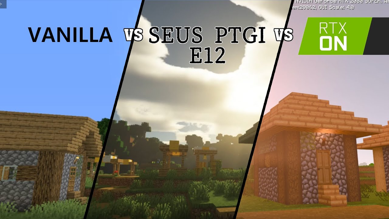 マイクラ バニラvs SEUS PTGI vs RTX ON [レイトレーシング比較動画] - YouTube