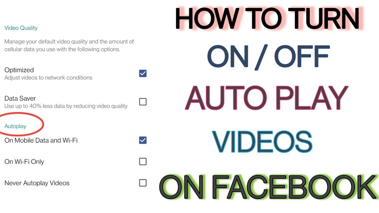 How to turn On/Off Facebook Auto play videos On facebook app - YouTube
