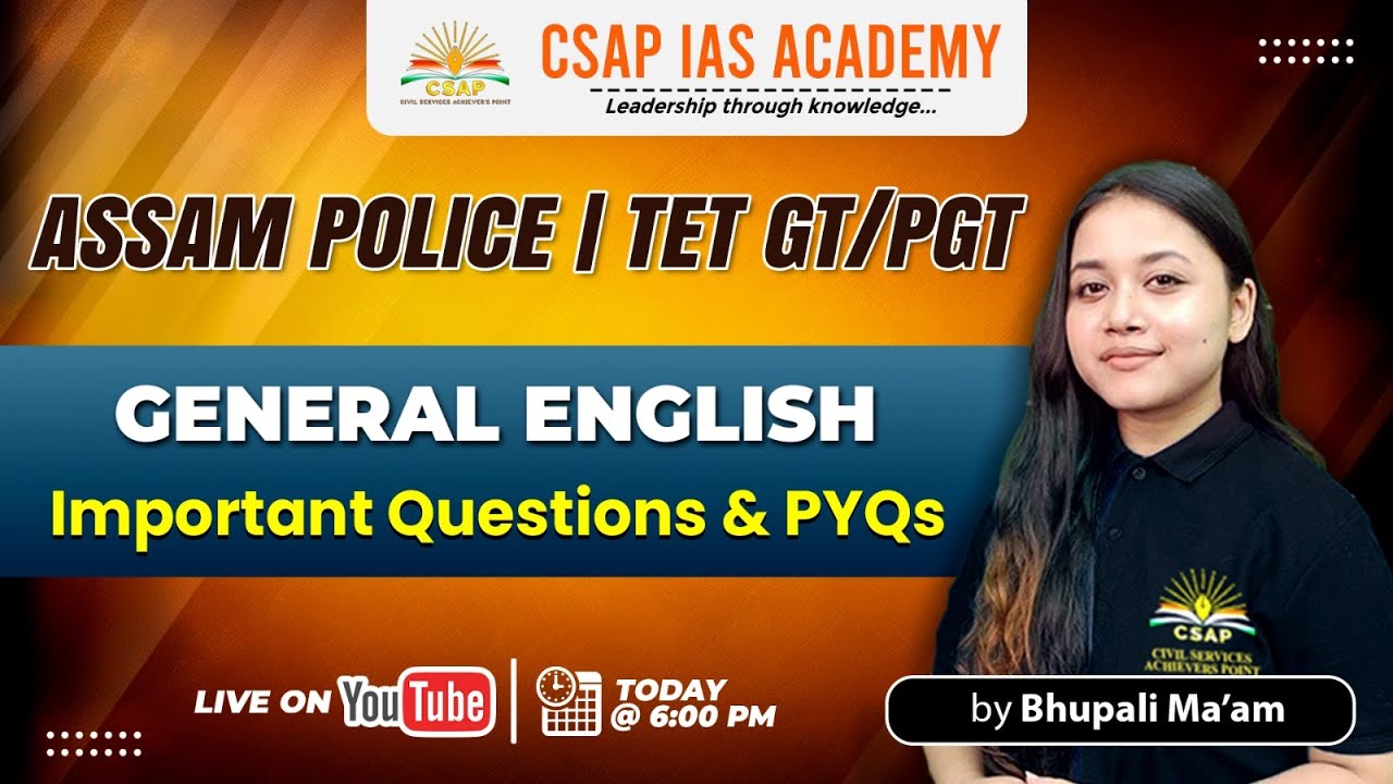 IMPORTANT QUESTIONS & PYQs | GENERAL ENGLISH | CSAP IAS ACADEMY - YouTube