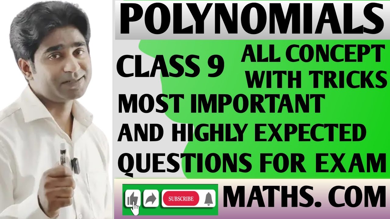 POLYNOMIALS CLASS 9 WITH TRICKS | MOST IMPORTANT QUESTIONS FOR EXAM ...