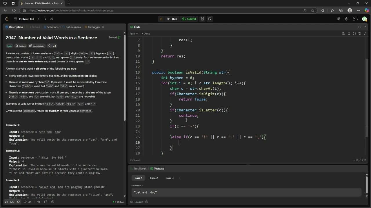 #LeetCode 2047 | Number of Valid Words in a Sentence #Java - YouTube