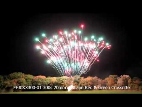 Frontier Fireworks 300s X Shape Red & Green Crossette Cake - YouTube