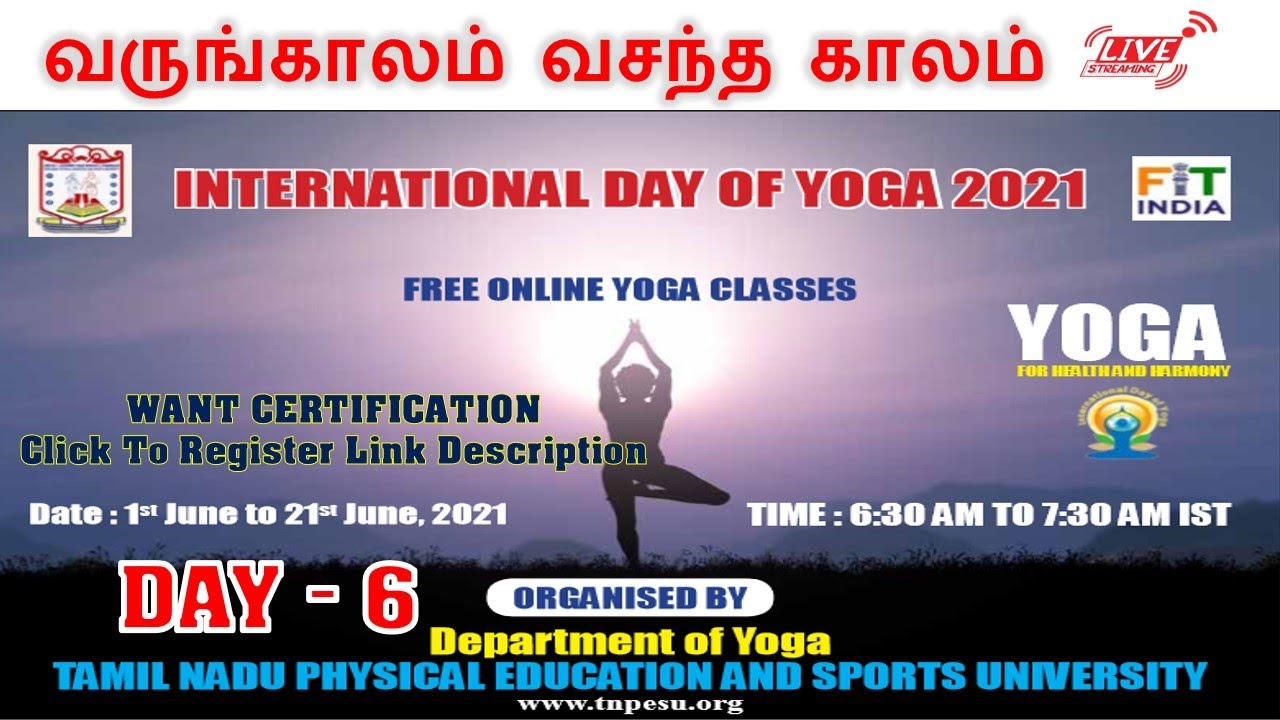 Yoga DAY-6, Yoga Live Session for Health and Harmony , INTERNATIONAL ...