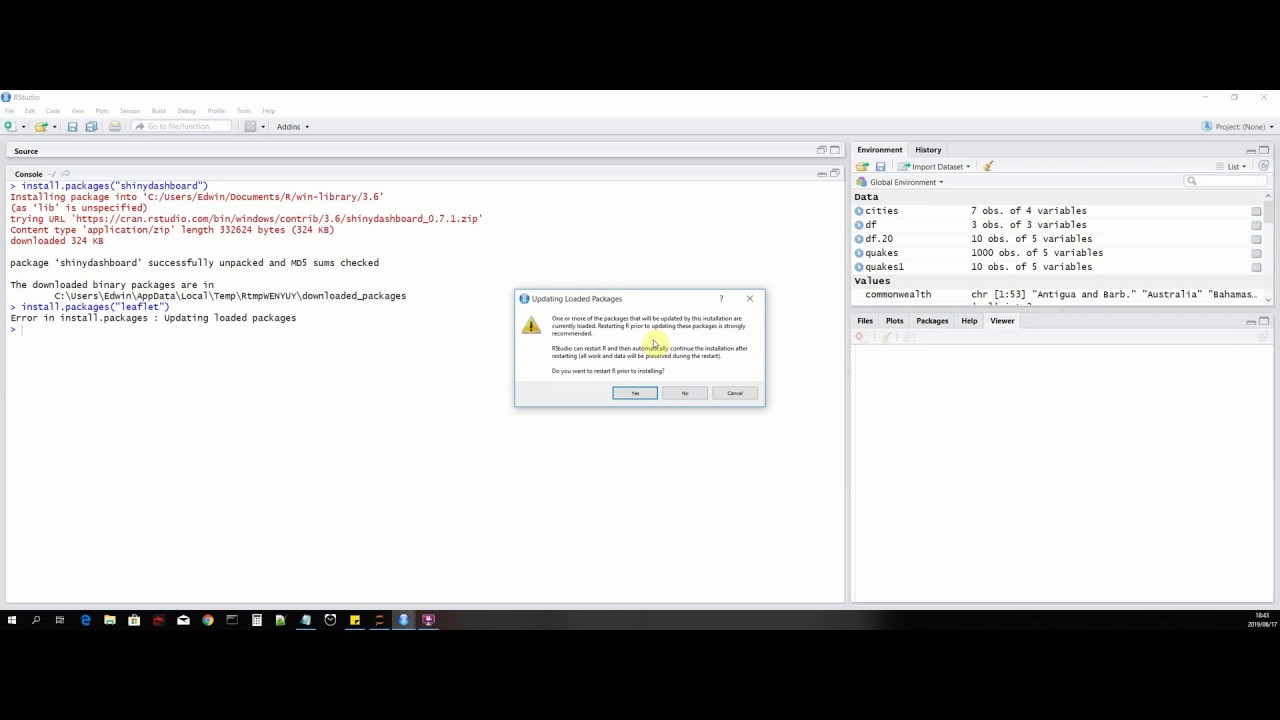 R Studio Shiny and Leaflet Installation - YouTube