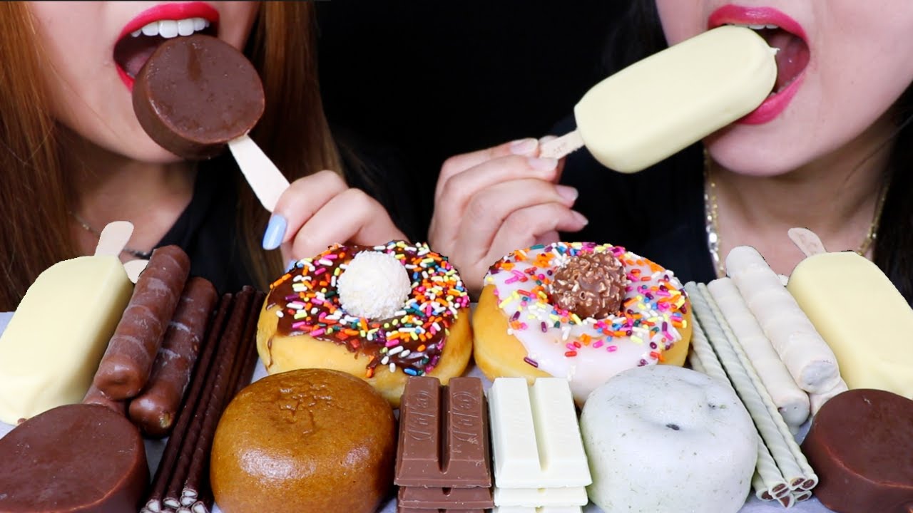 ASMR MILK + WHITE CHOCOLATE (CHOCO ROLLS, DONUT, MAGNUM ICE CREAM ...
