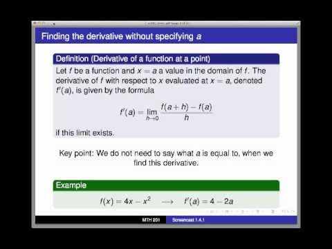 Screencast 1.4.1: Quick review - The Derivative Function - YouTube