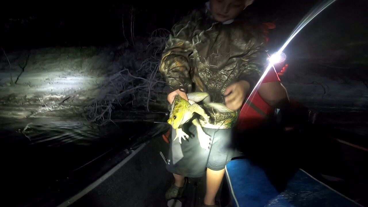 Grabbing & Gigging Big Frogs! - YouTube