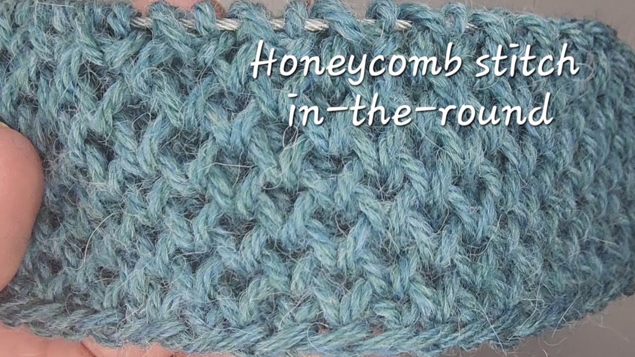 Continental knitting. Honeycomb stitch in-the-round. - YouTube