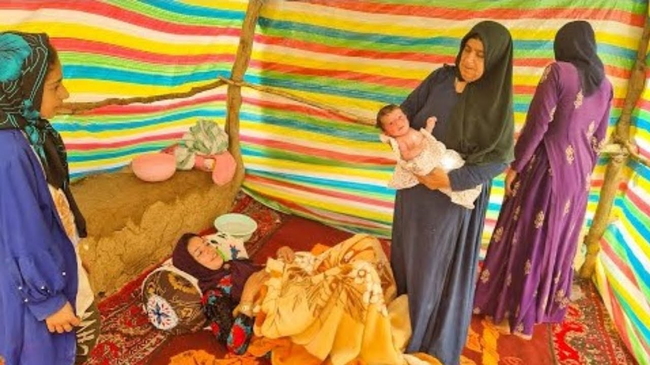 Natural child birth by Nomadic woman in the Mountain | Village life in ...