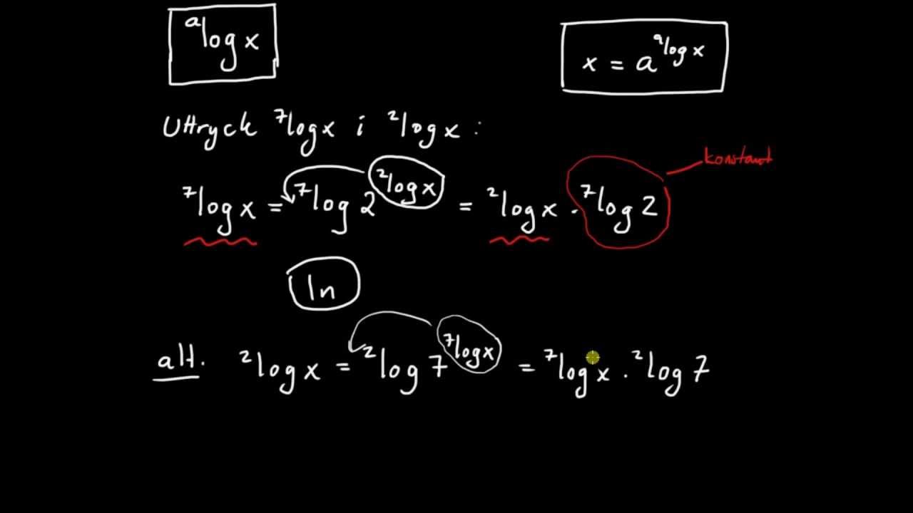 Logaritmfunktionen del 4 - basbyte - YouTube