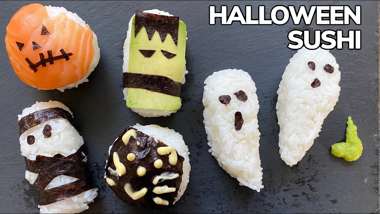 🎃 How to Make Halloween Sushi w/ Sushi Rice Recipe (萬聖節壽司) | Rack of ...