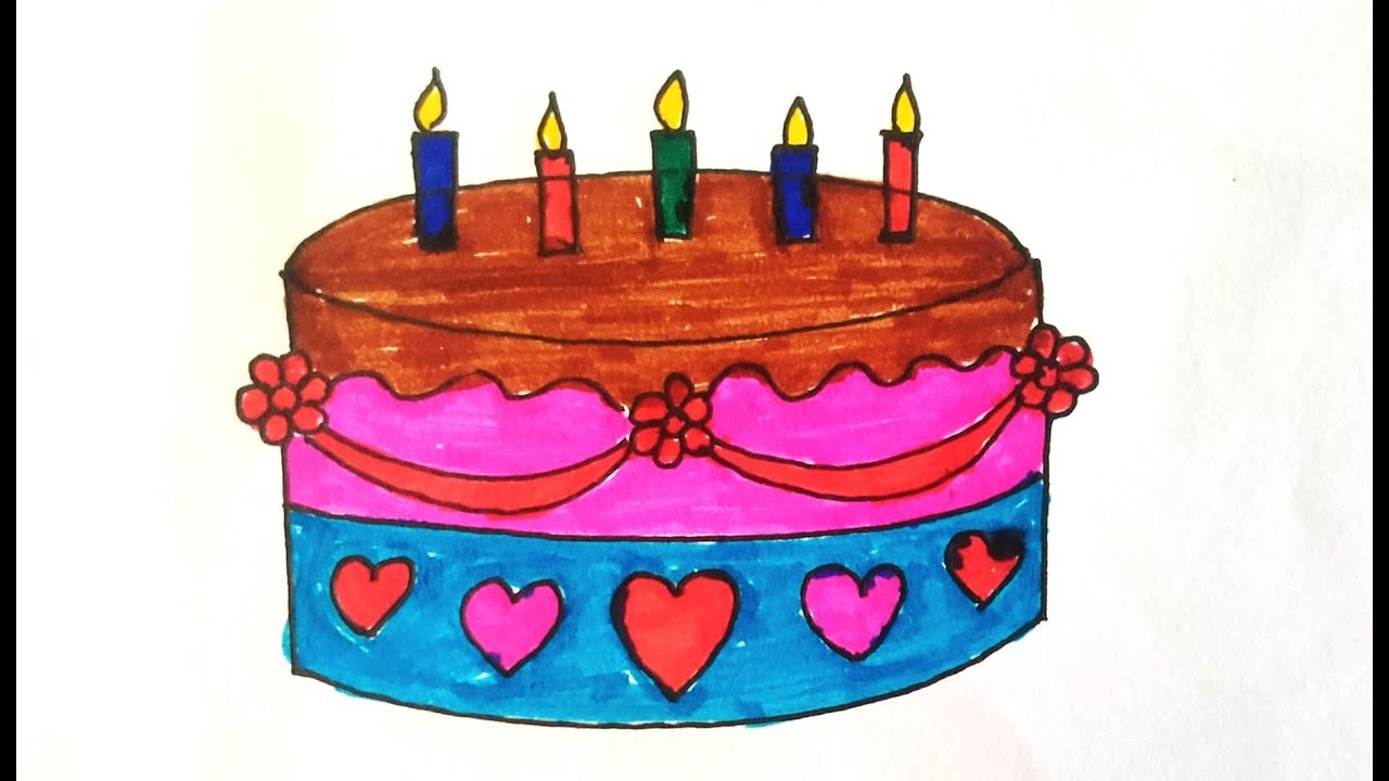 How to draw a simple Cute Cake | step by step easy cake - YouTube