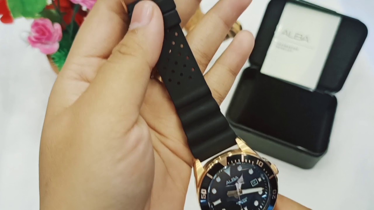 Alba Active Black Dial Black Rubber - YouTube