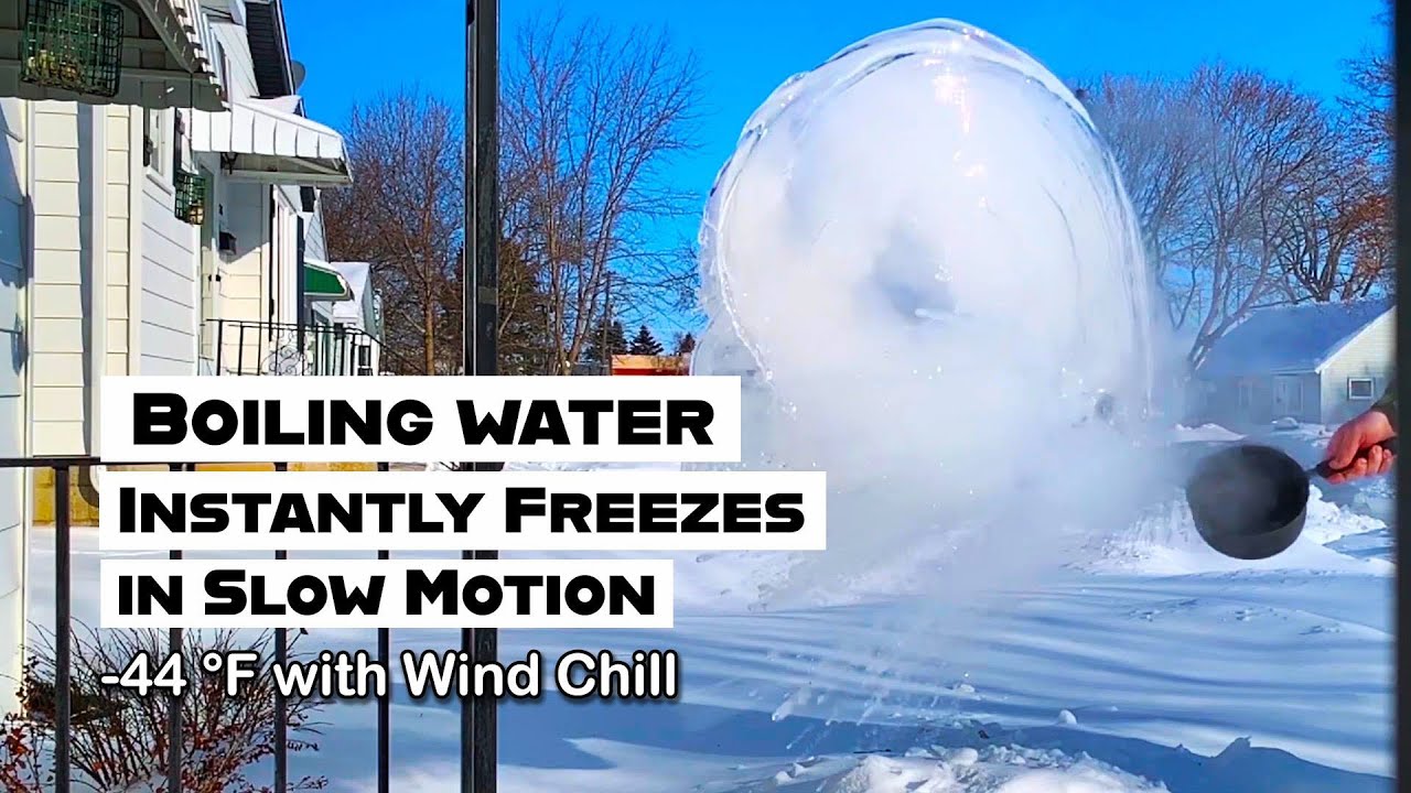 Boiling Water Freezing in Mid Air in Slow Motion, Freezing Bubbles ...