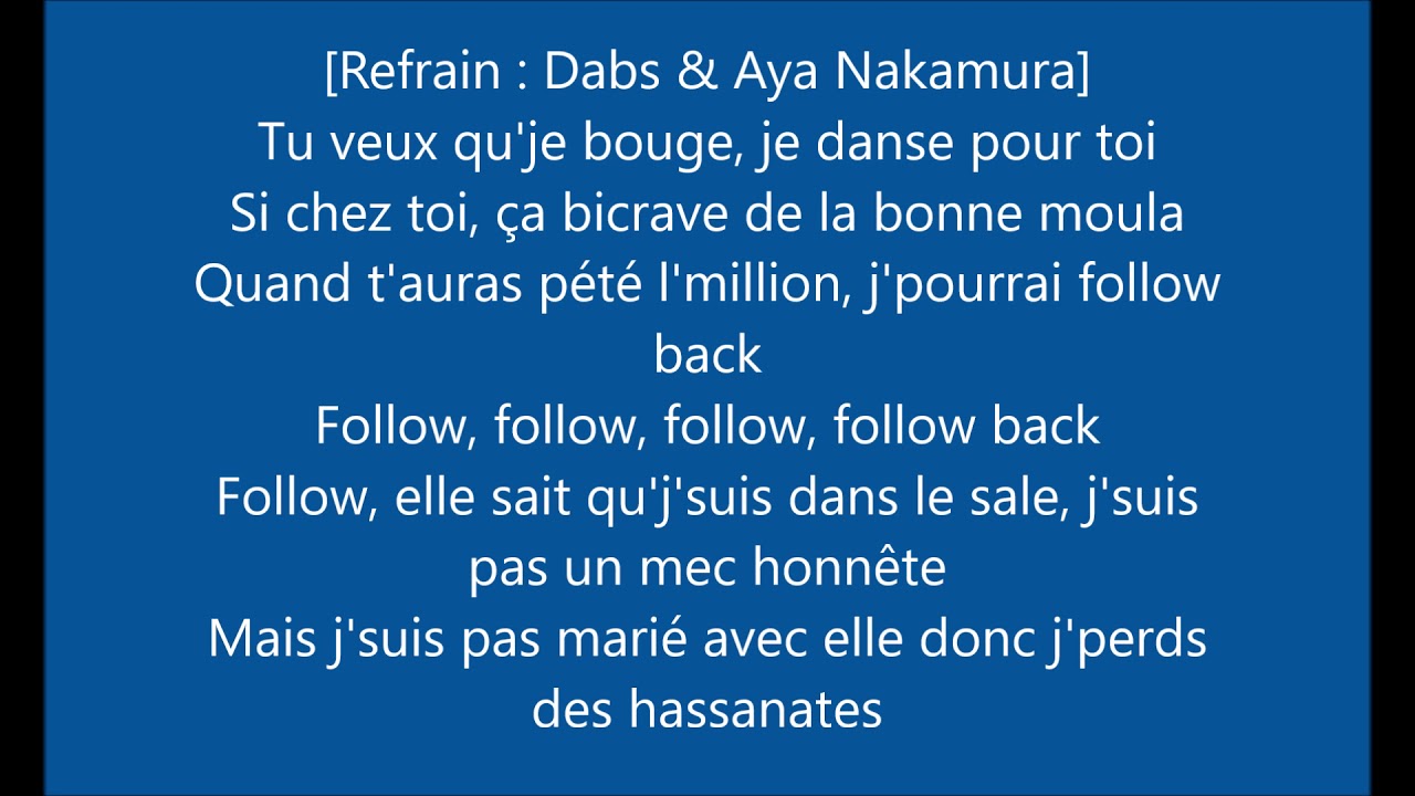 Dabs - Follow Back feat. Aya Nakamura (Paroles/Lyrics) - YouTube