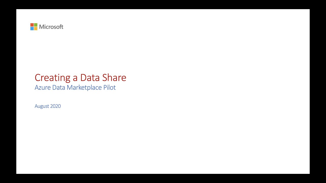 Azure Data Marketplace - Create Data Share - YouTube