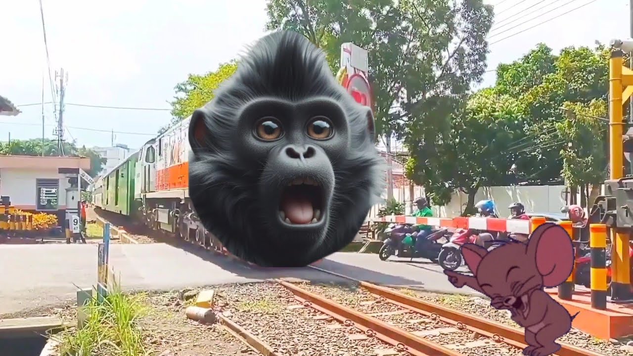 passengers train turn into monkey train and it kind a shocking everyone ...