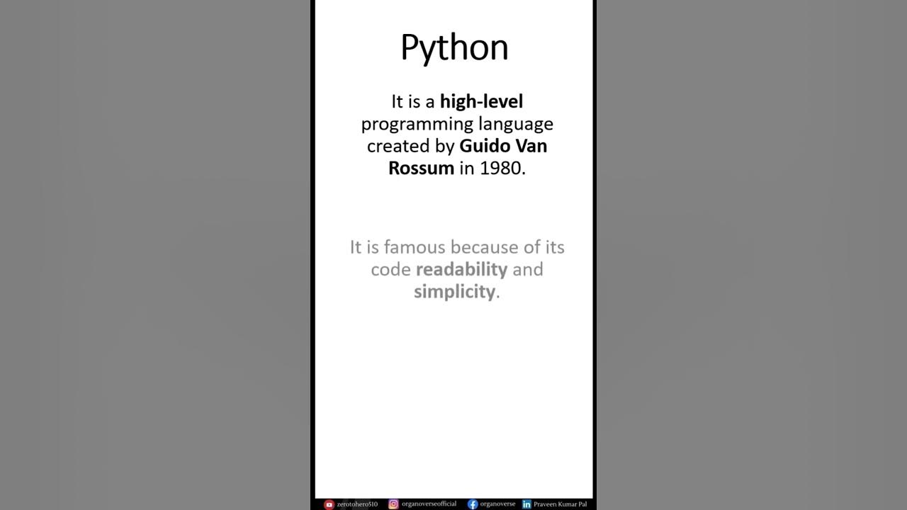 1 Introduction Of Python Programming Language Python Tutorial Praveen Kumar Youtube 