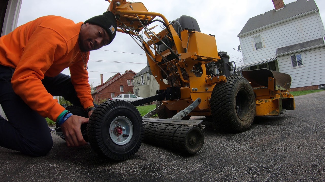 How to latch your Velke Sulky to your wright walk behind mower - YouTube