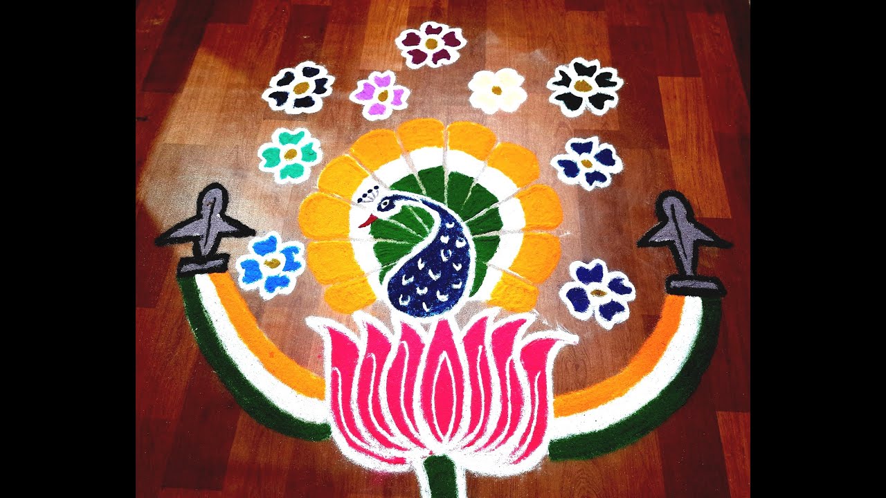 Independence day rangoli I Flag Muggulu I 15 august rangoli design I ...