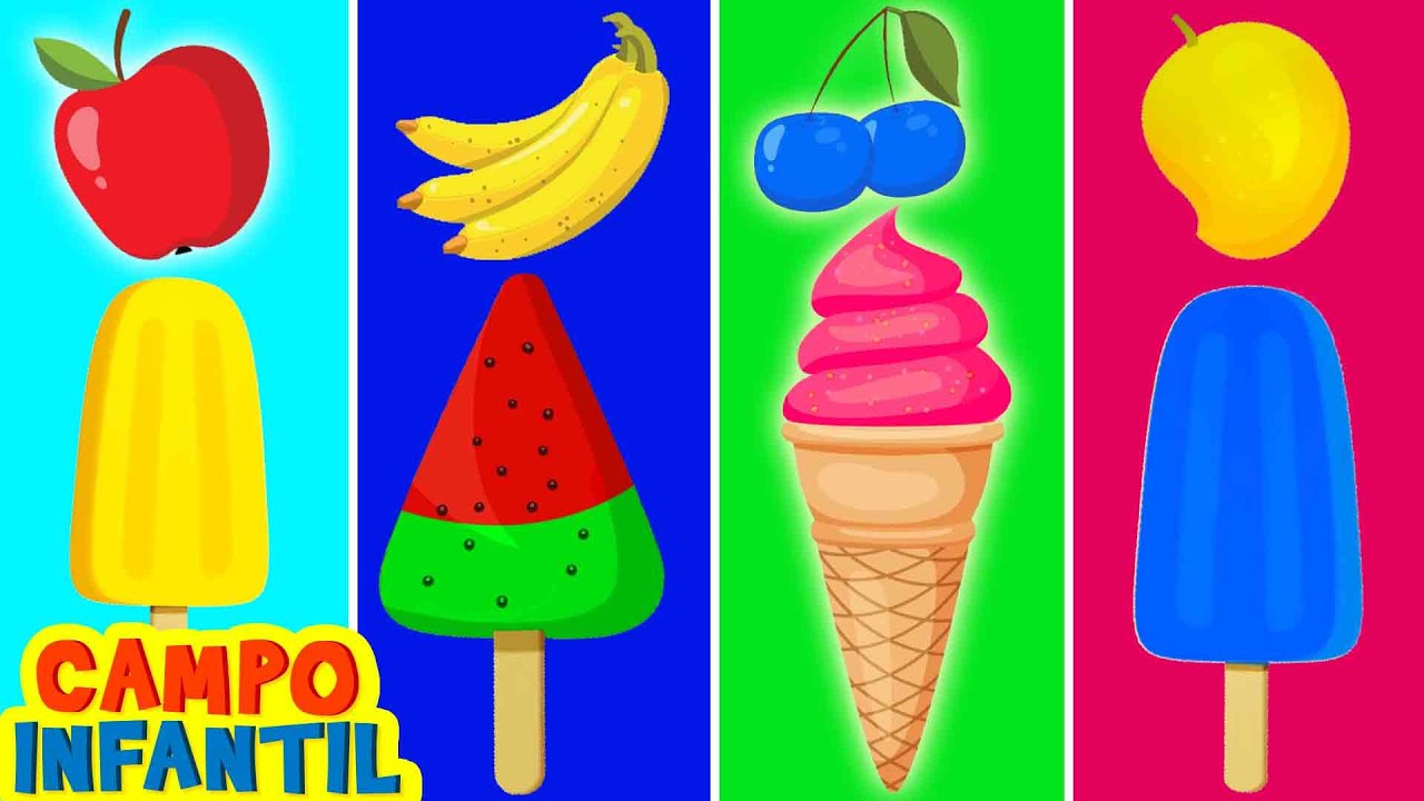 🍓 Frutas deliciosas Helado para niños 🍦🍇 | Aprende frutas y colores con ...