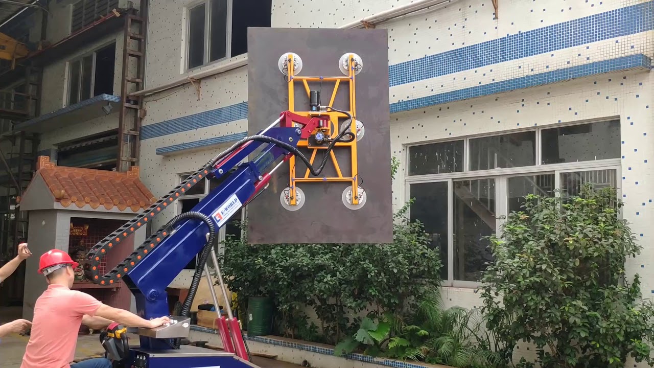 Automatic vacuum glass lifting handling robot machinery - YouTube