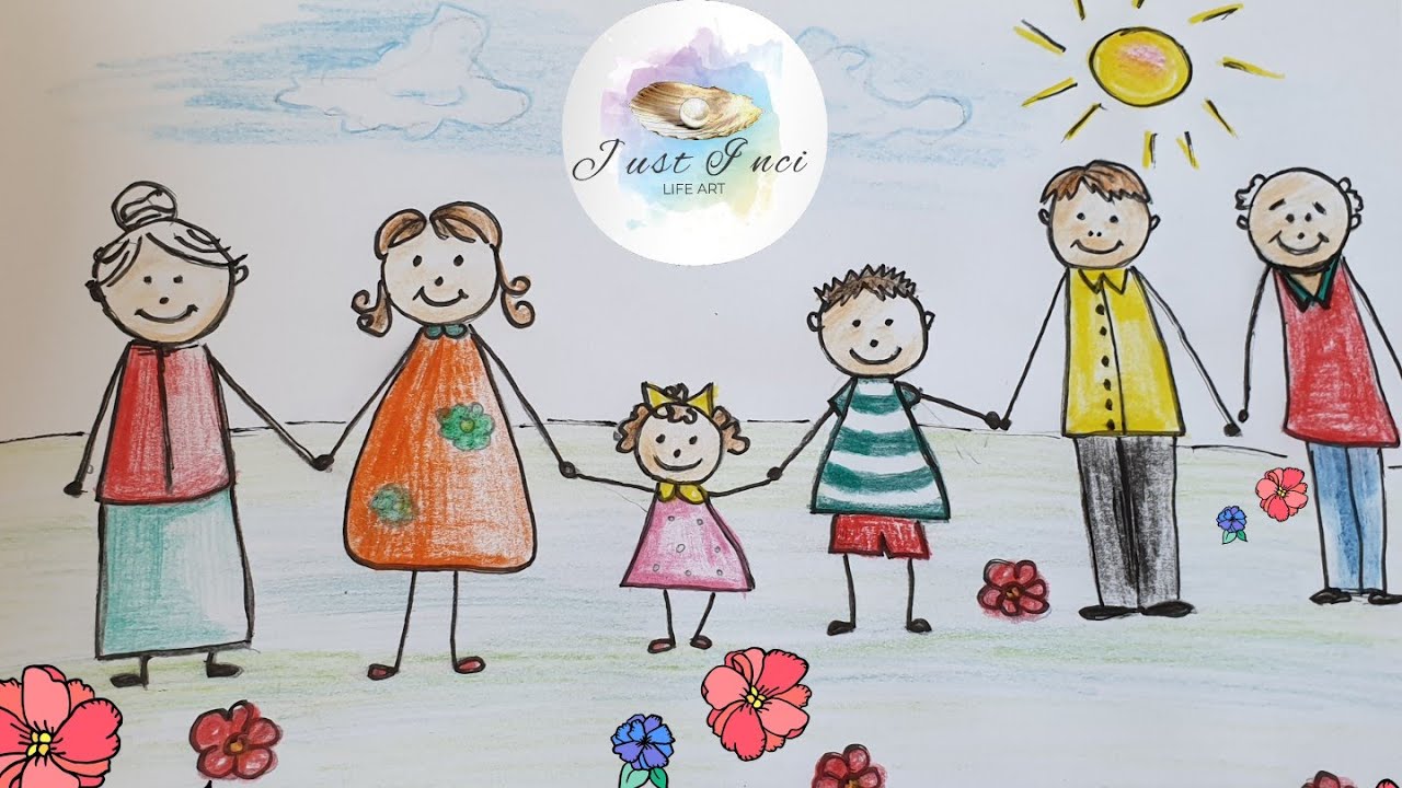 Piešiame šeimą -mokinamės piešti žmones/pamokėlė-idėja - YouTube