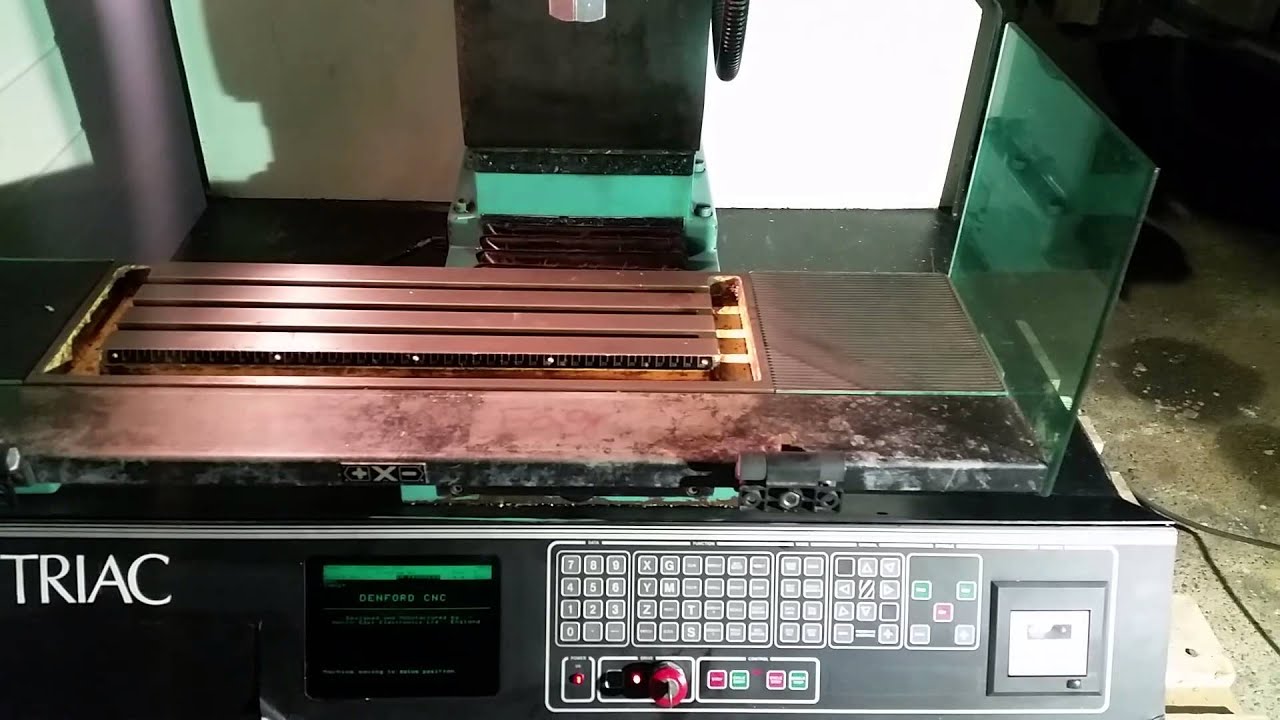 Denford Triac 1985 homing and axis test programming - YouTube