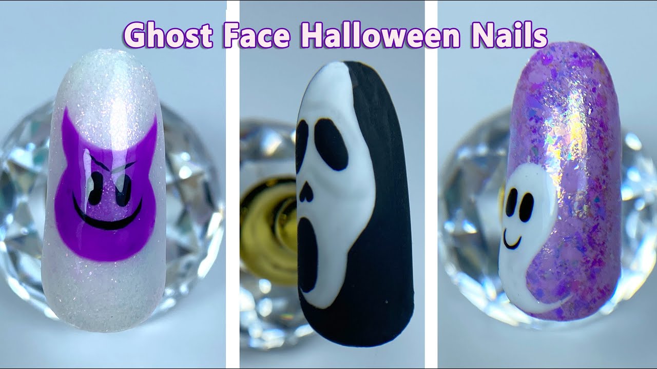 Spooky & Stylish: Ghost Face Halloween Nail Art Tutorial💅🏻💀👻 - YouTube