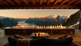 Golden Sunset Fireplace Retreat 🏔️🔥 | Cozy Mountain Patio at Sunset