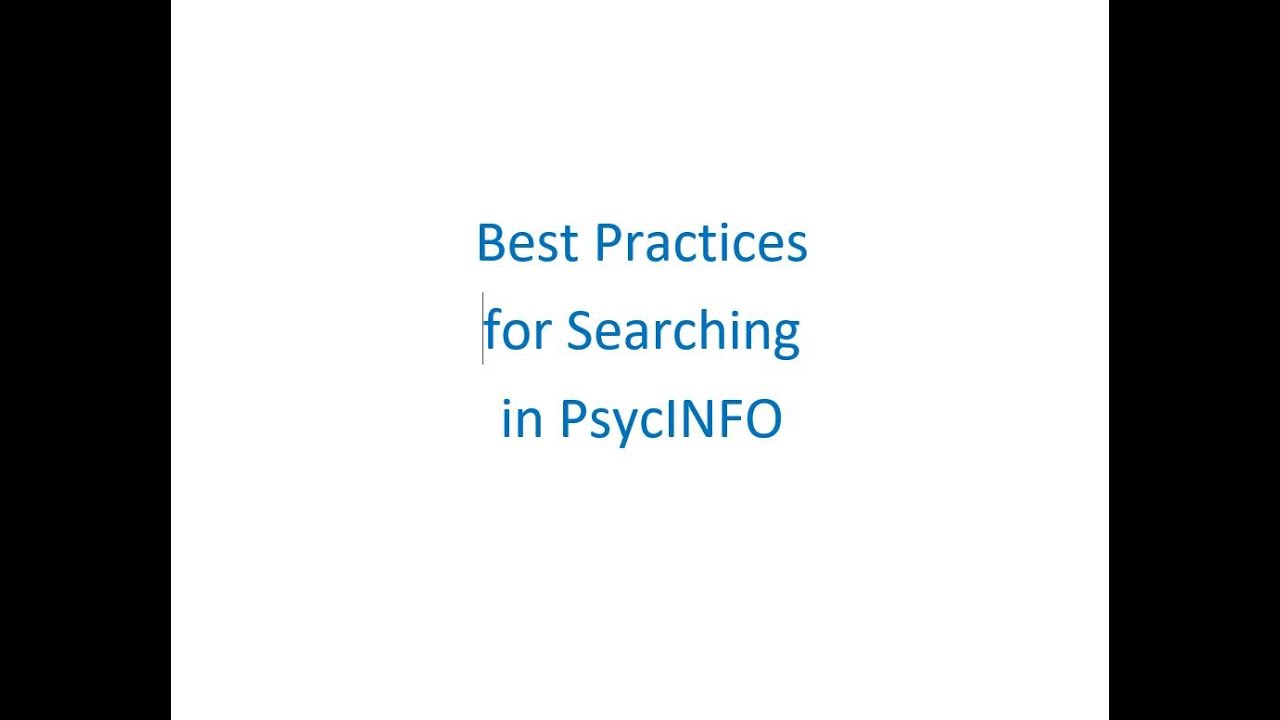 Best Practices for Searching in PsycINFO (Ebsco version) - YouTube