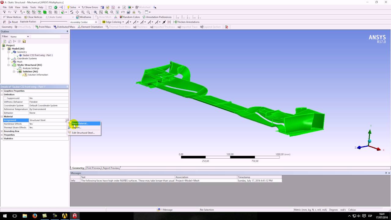 Ansys tutorial F1 wing deflection test (C32 Sauber) - YouTube