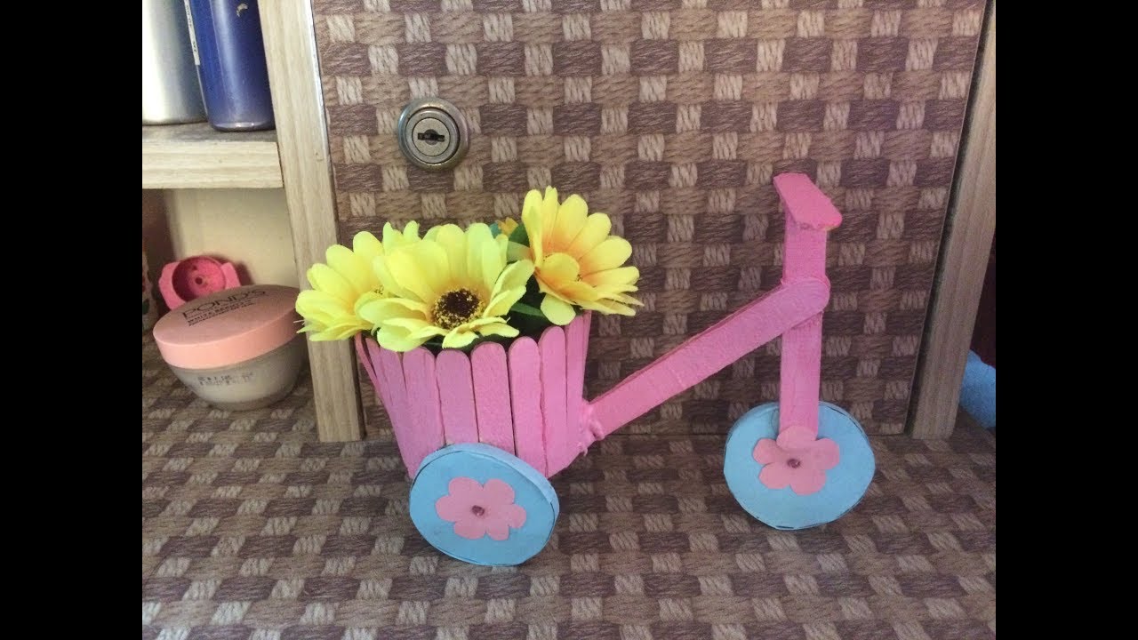 DIY bicycle using popsicle stick and ice cream cup .Crafts for kids ...