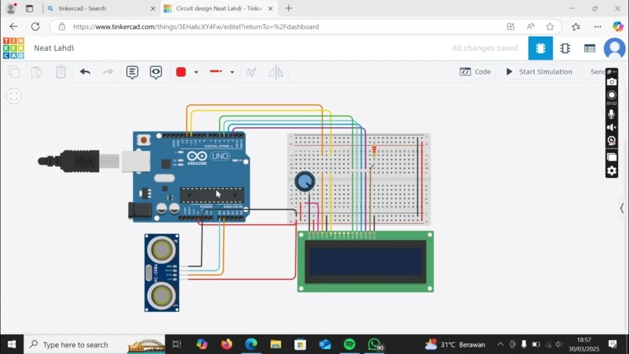 ELEKTRONIKA LANJUT - Simulasi Tinkercad Sensor Jarak dan LCD - YouTube
