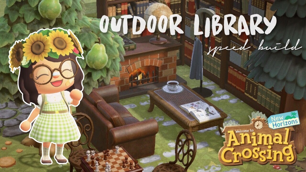 ACNH | OUTDOOR LIBRARY Speed Build - YouTube