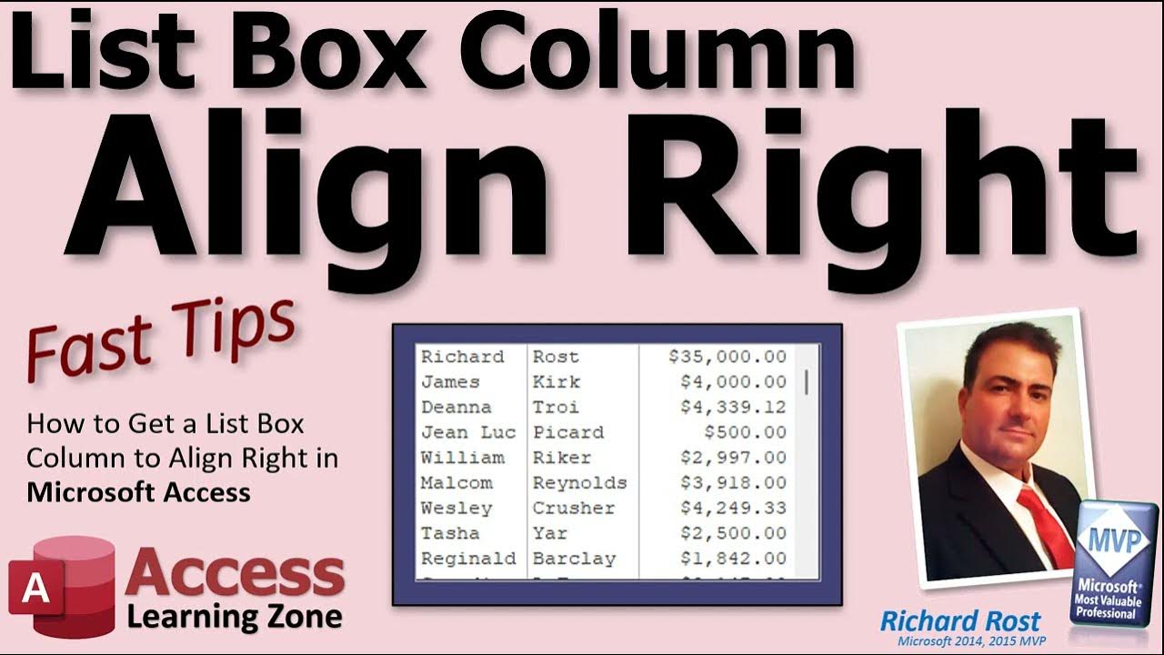 How to Get a List Box Column to Align Right in Microsoft Access (Text Alignment) - YouTube