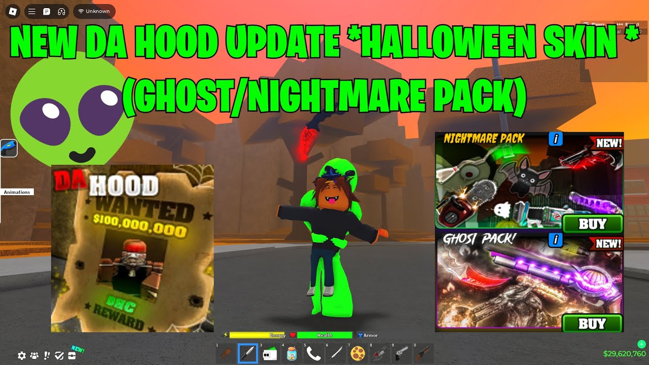 NEW DA HOOD UPDATE *HALLOWEEN SKIN PACKS* (👽👻).. - YouTube