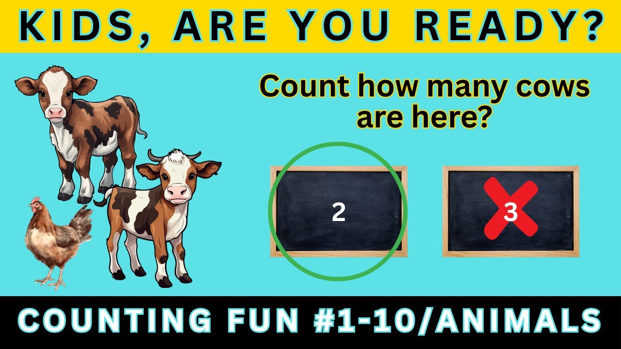 Counting 1 to 10 with Animals! 🦊🐮 Fun Pre-K and Kindergarten Number ...