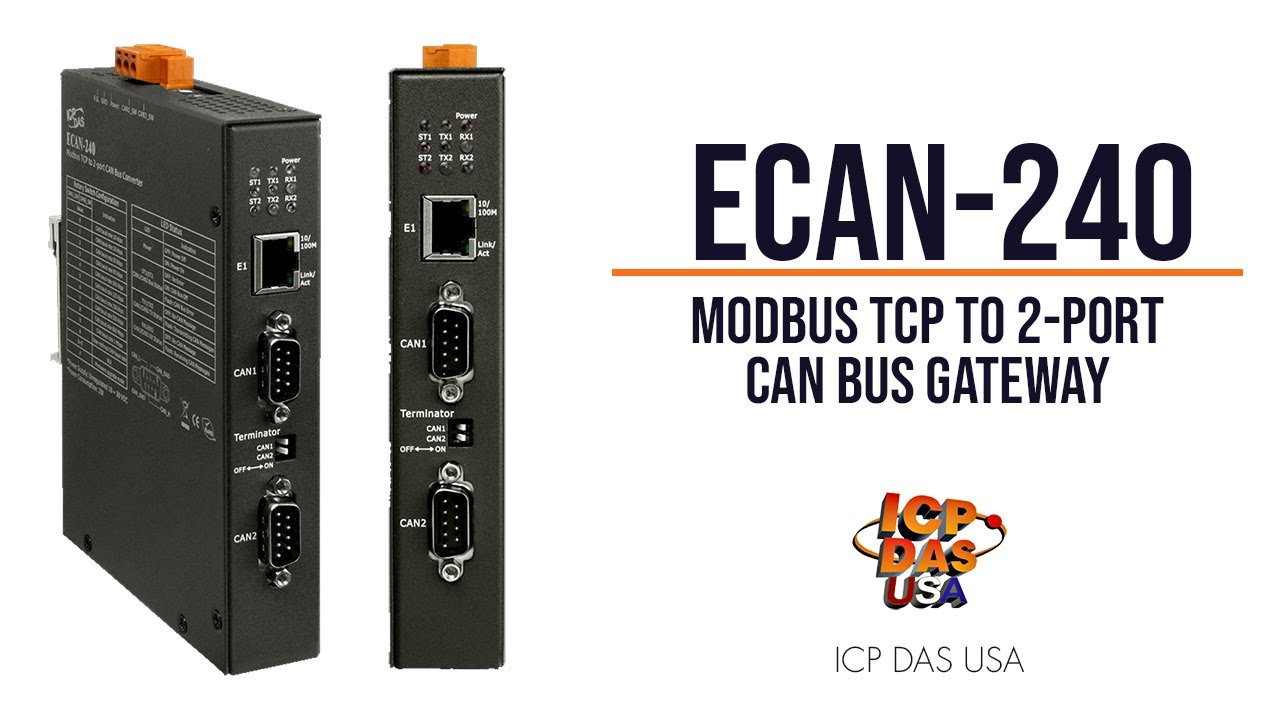 ECAN-240: Modbus to 2-port CANBus Gateway | ICP DAS USA - YouTube