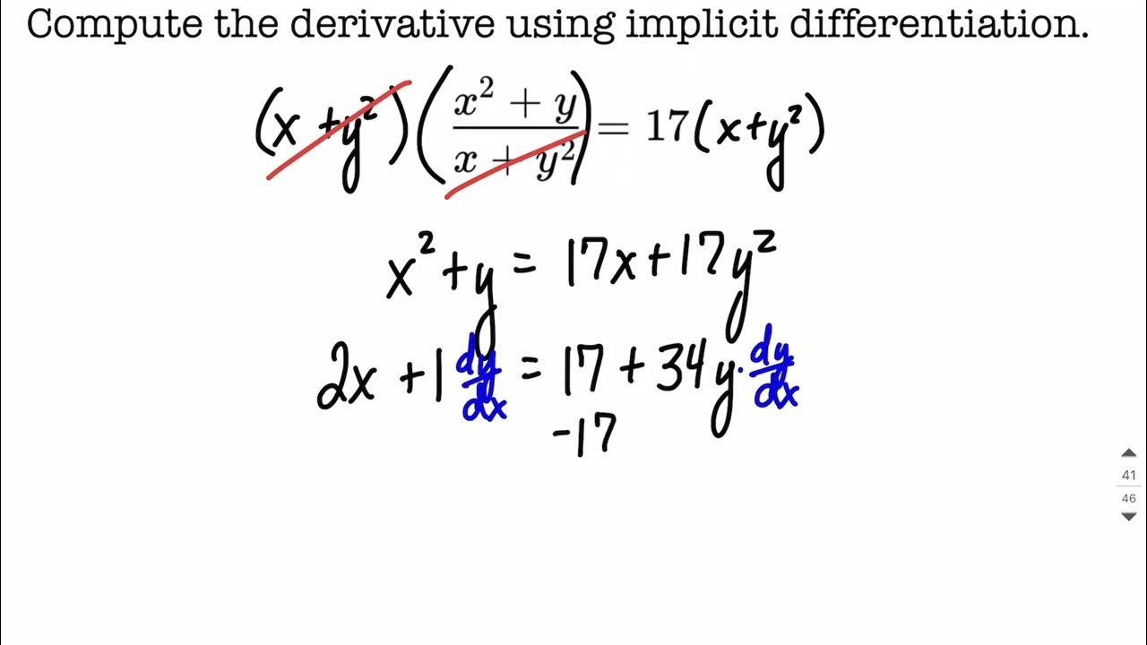 use implicit differentiation to find derivative fractions - YouTube
