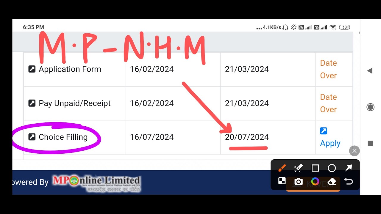 MP NHM - CHOICE FILLING - LAST DATE आज - MP NHM MPONLINE - MP MHM DPM ...