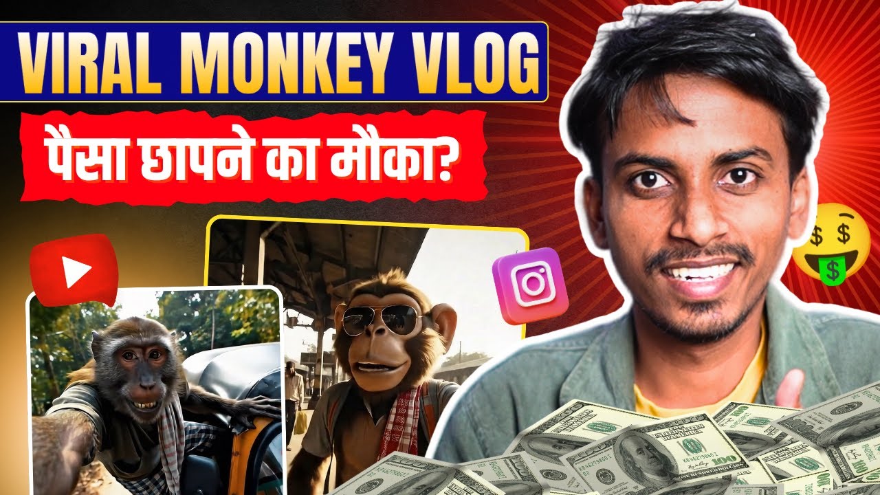 Viral Monkey AI Vlogs Kaise Banaye? Monkey Vlog se Paise Kaise Kamaye ...