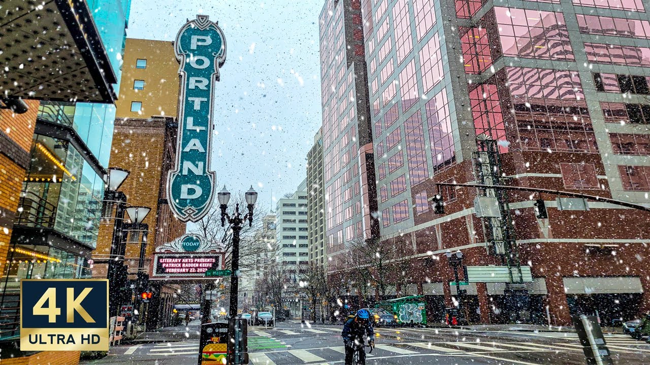 Portland Oregon 🇺🇸 4K Biggest Snow Storm since 1943 Walking Tour - YouTube