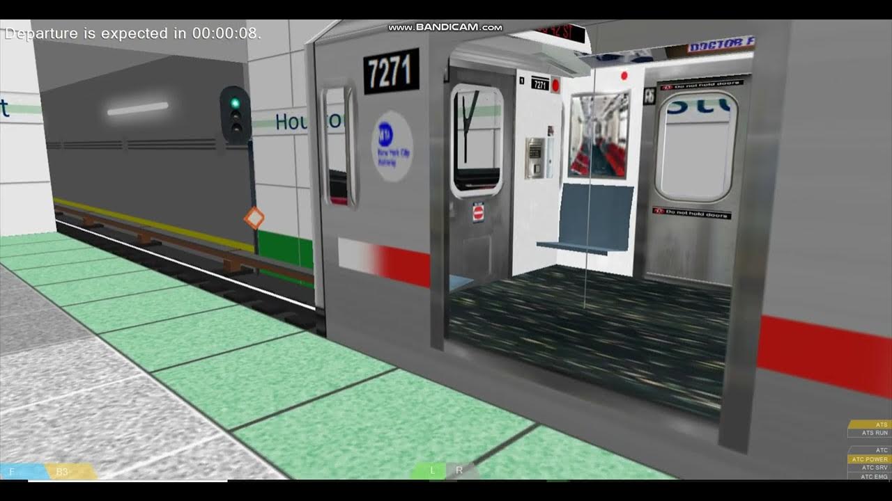 Openbve R142A 7 train via the 2nd avenue T line arriving and departing at Houston Street - YouTube