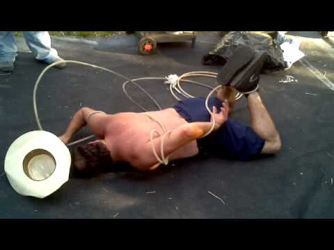 Cowboy hogties himself